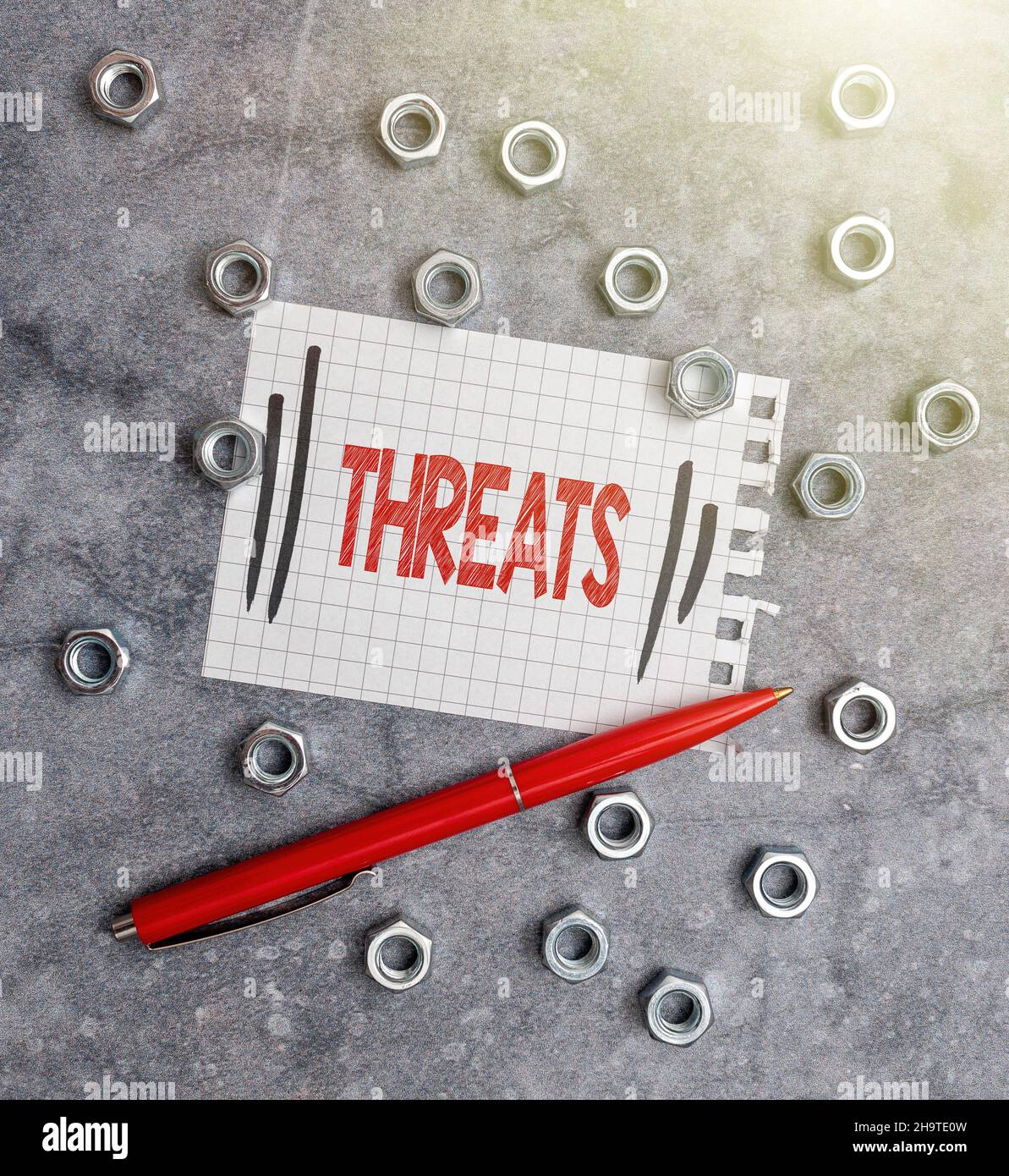 Writing displaying text Threats. Word Written on Statement of an ...