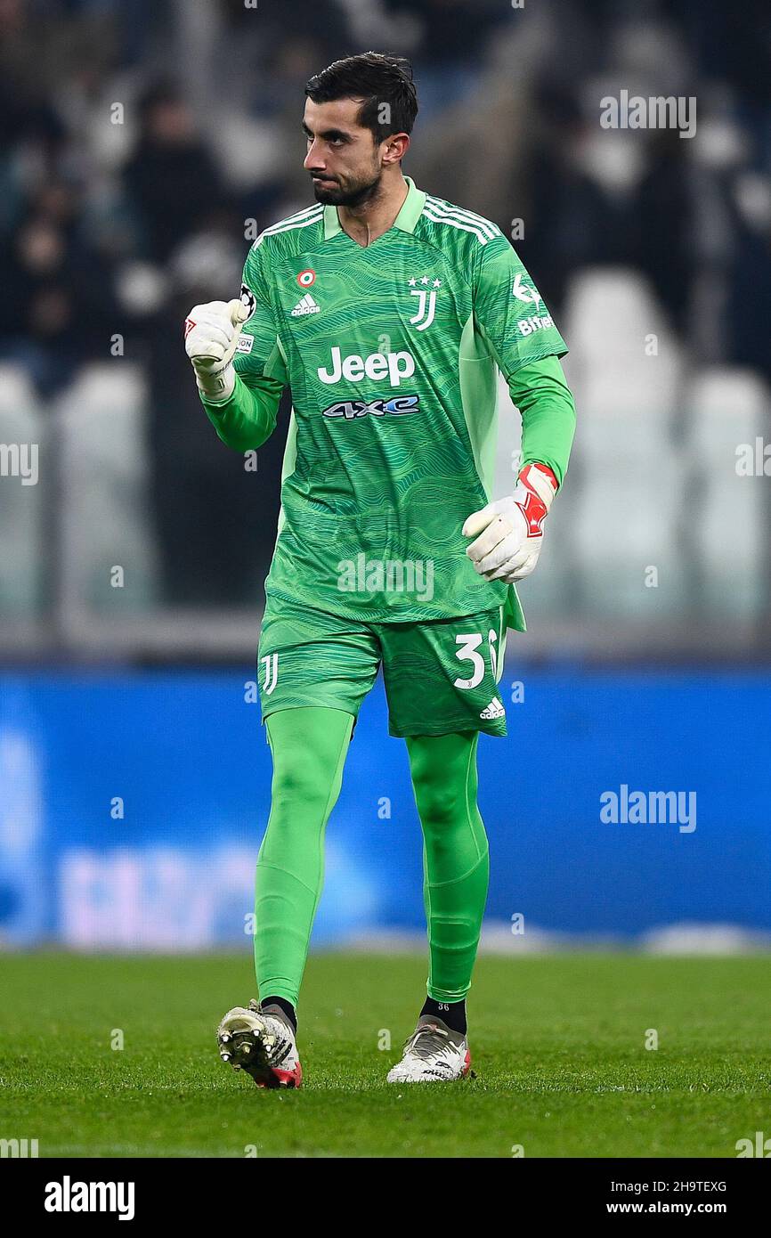 Turin, Italy. 08 December 2021. Mattia Perin of Juventus FC celebrates ...