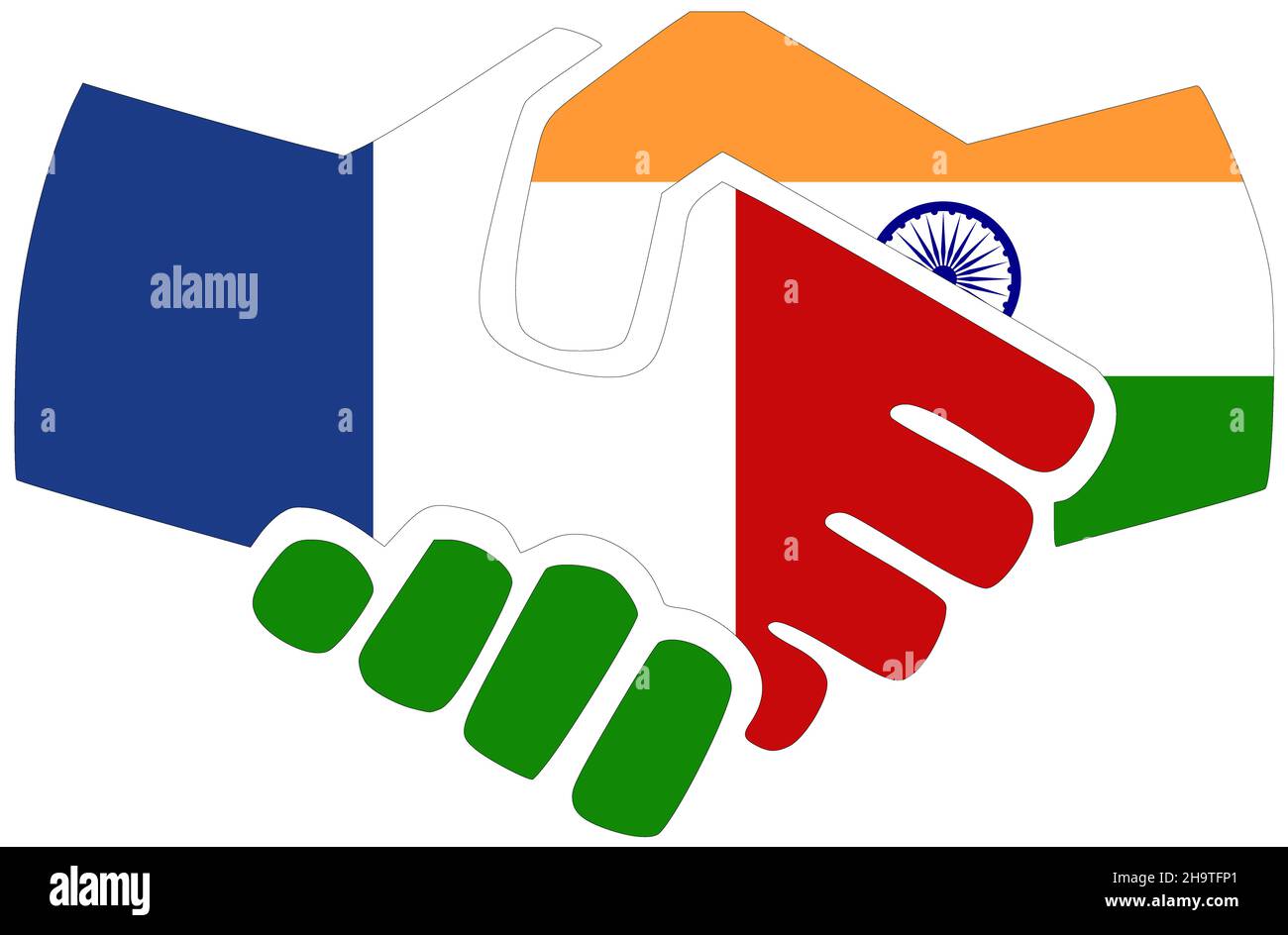 France - India : Handshake, symbol of agreement or friendship Stock ...