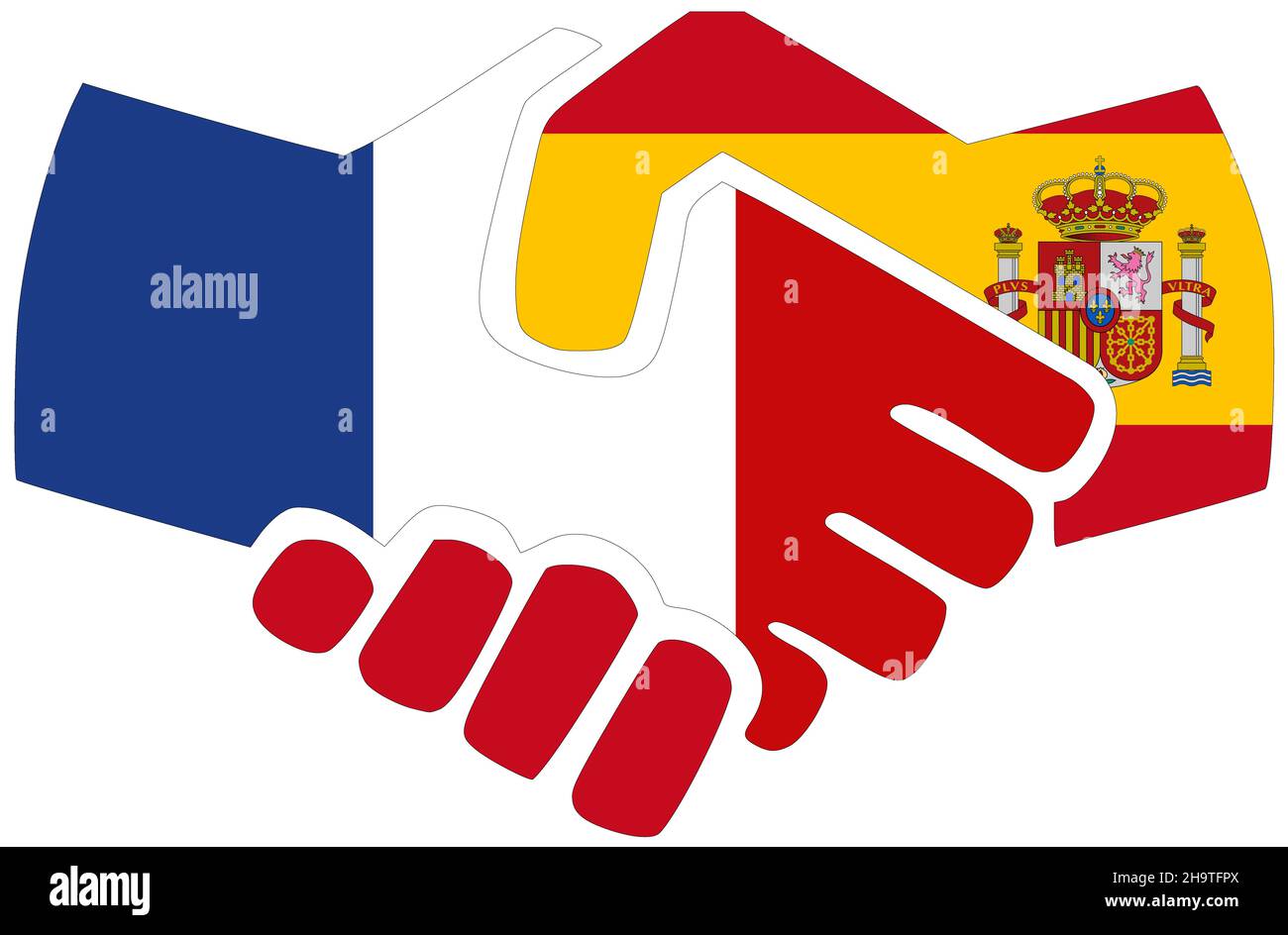 France - Spain : Handshake, symbol of agreement or friendship Stock ...
