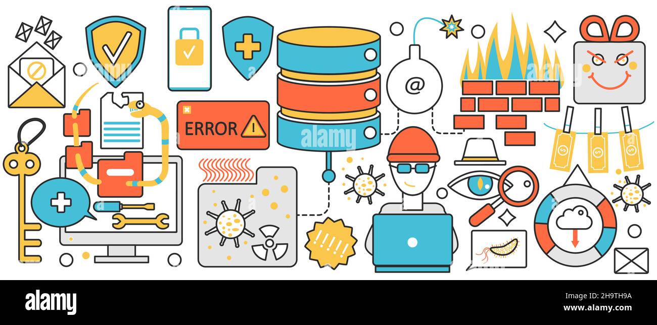 Cyber security and information protection safety technology. Hacker ...