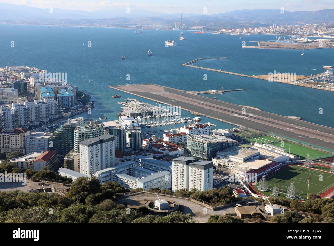 Aerial view of Gibraltar International Airport runway Stock Photo - Alamy