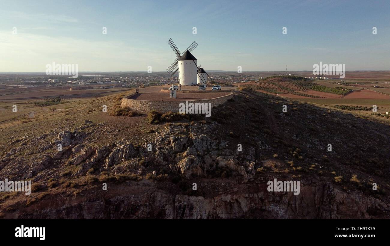 Beautiful shot of the historic windmills in La Mancha, Spain Stock ...