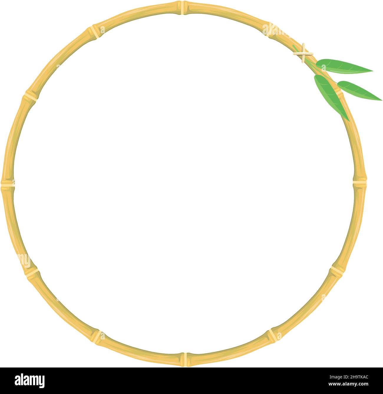 round Bamboo. Rustic old tropical circle frame, vector object isolated ...