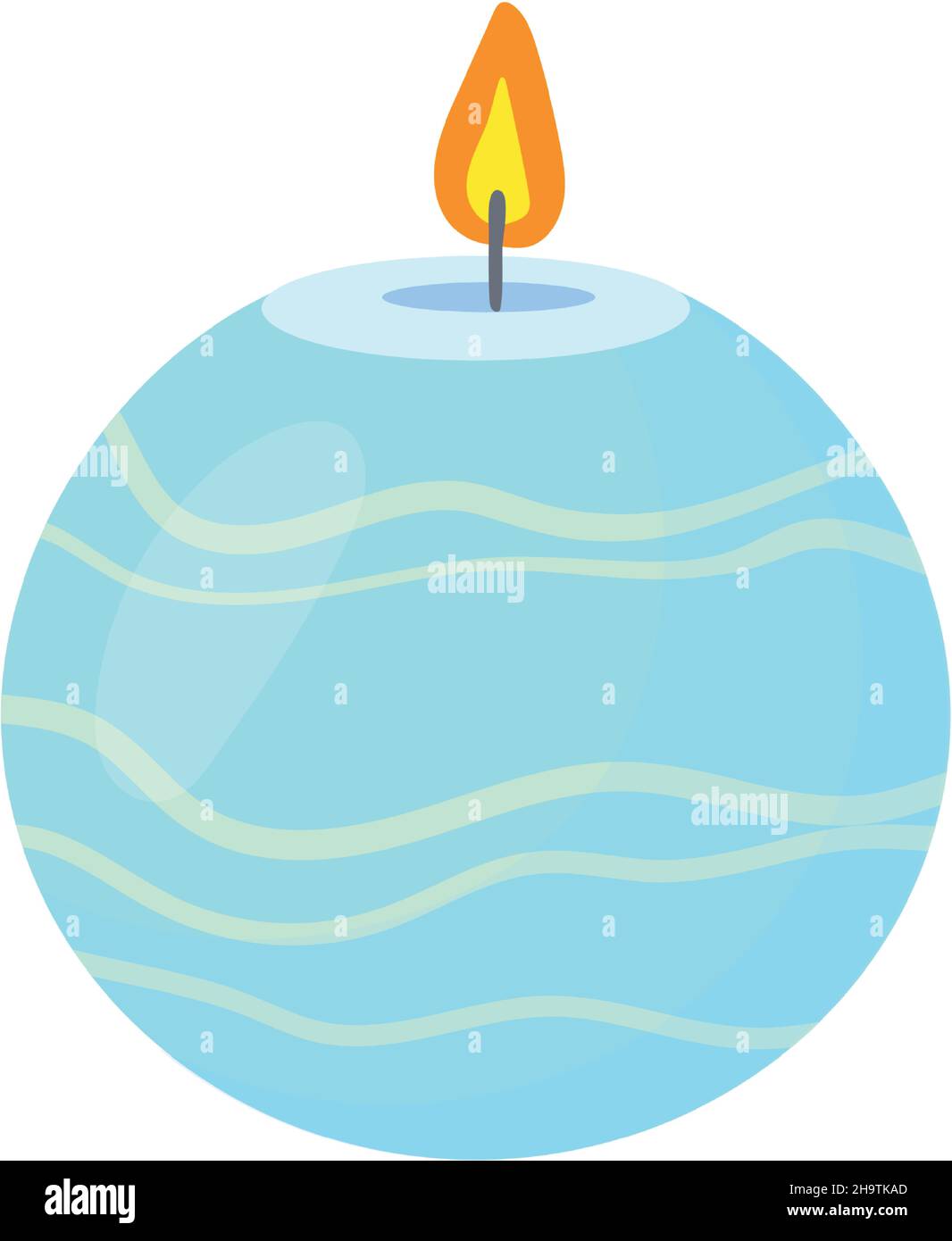 Round blue candle. Soft light of flames for spa, vector illustration ...