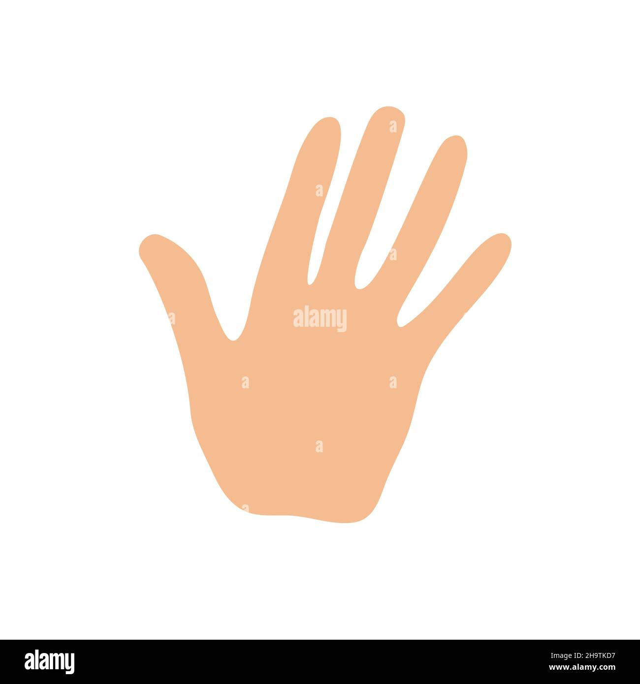 Hello sign. Hand palm silhouette. Fingers spread welcome gesture. Flat ...