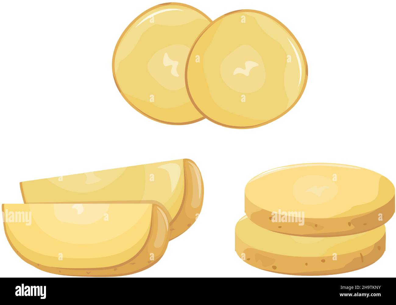 Sliced potatoes. Chopped into rings boiled baked or raw half potato in ...