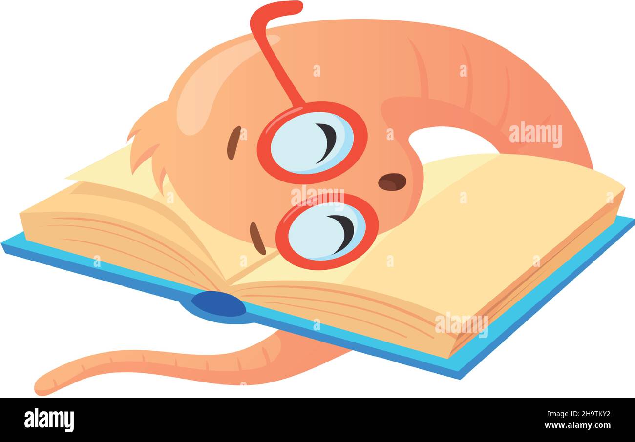 Sleeping bookworm. Cartoon worm sleep on books bookworm in school ...