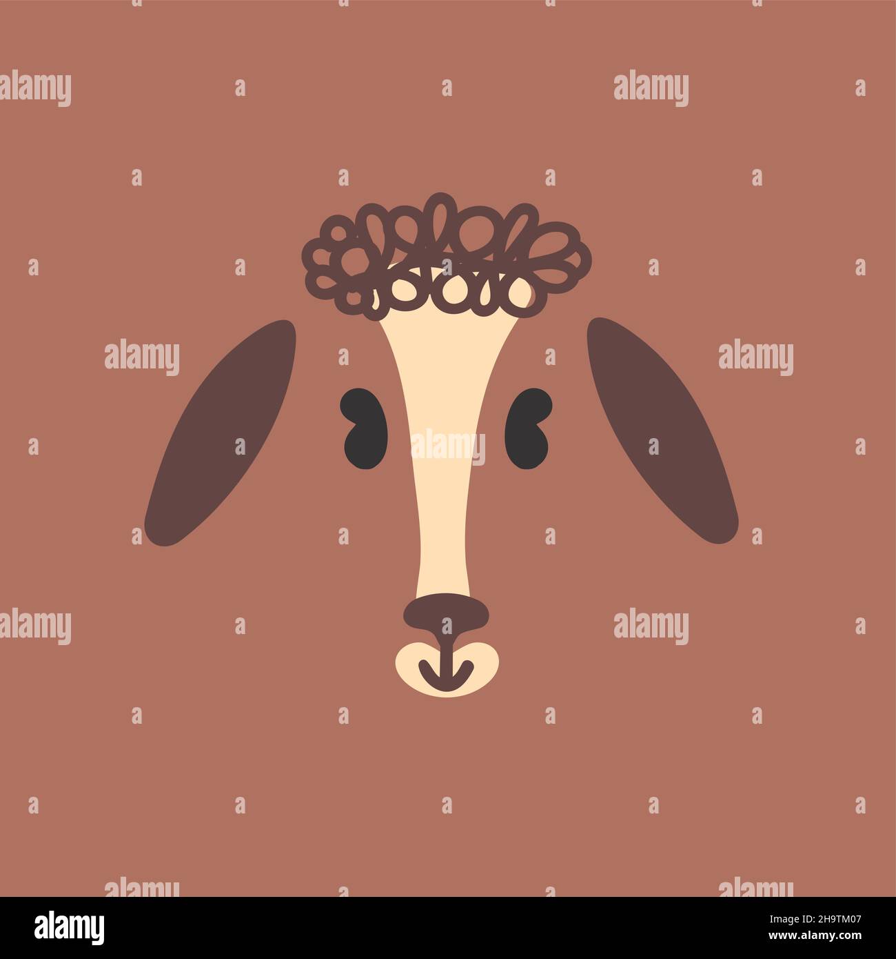 Sheep face. Drawing llama head, vector illustration on background Stock ...