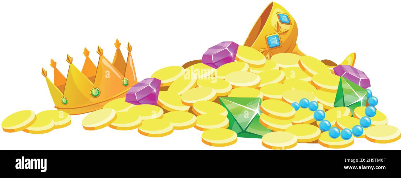 Stack Treasures. Diamonds royale riches from trunk, symbol money ...