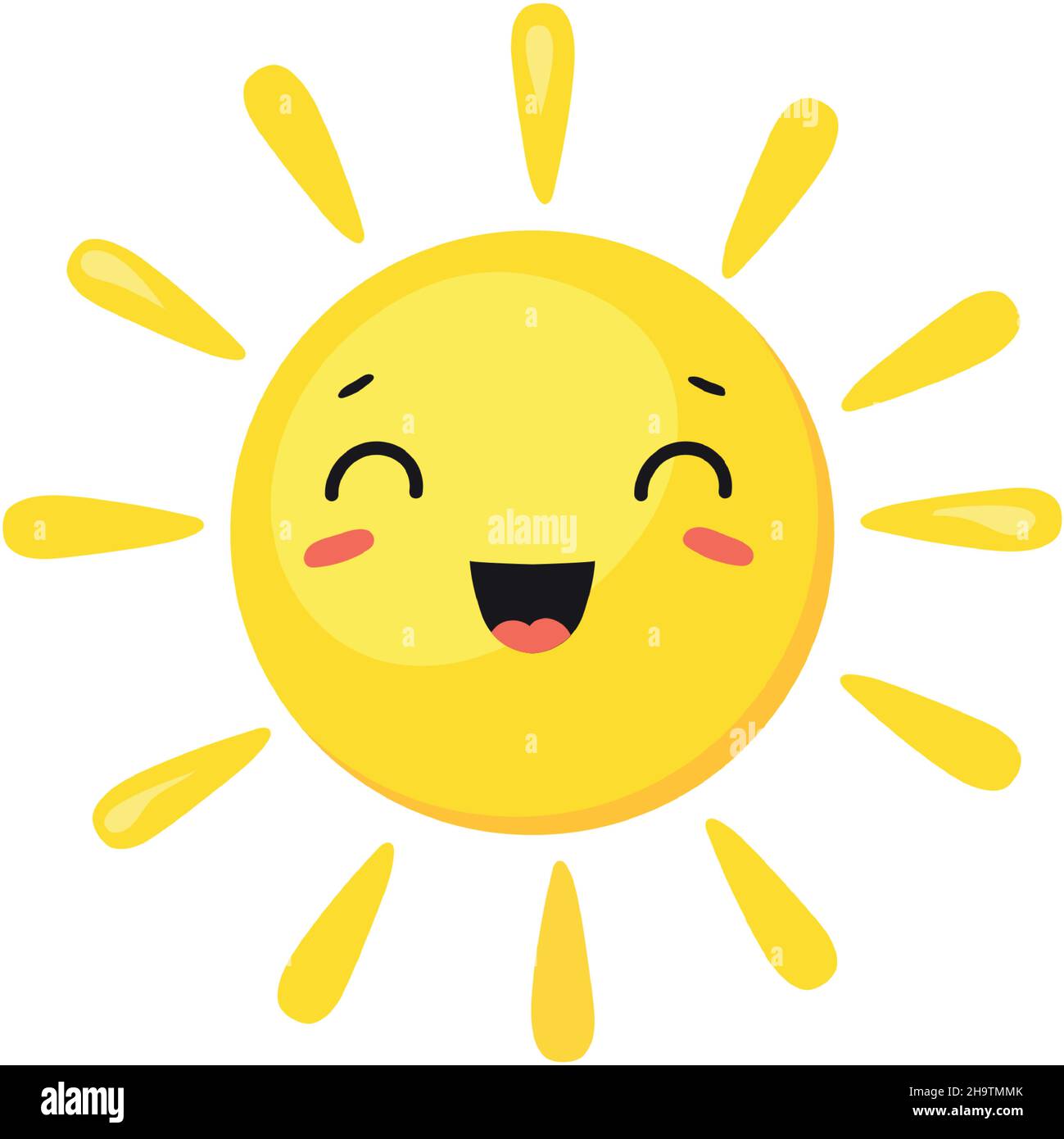 Sun with open mouth. Baby emoticon on hot beach, vector design isolated ...