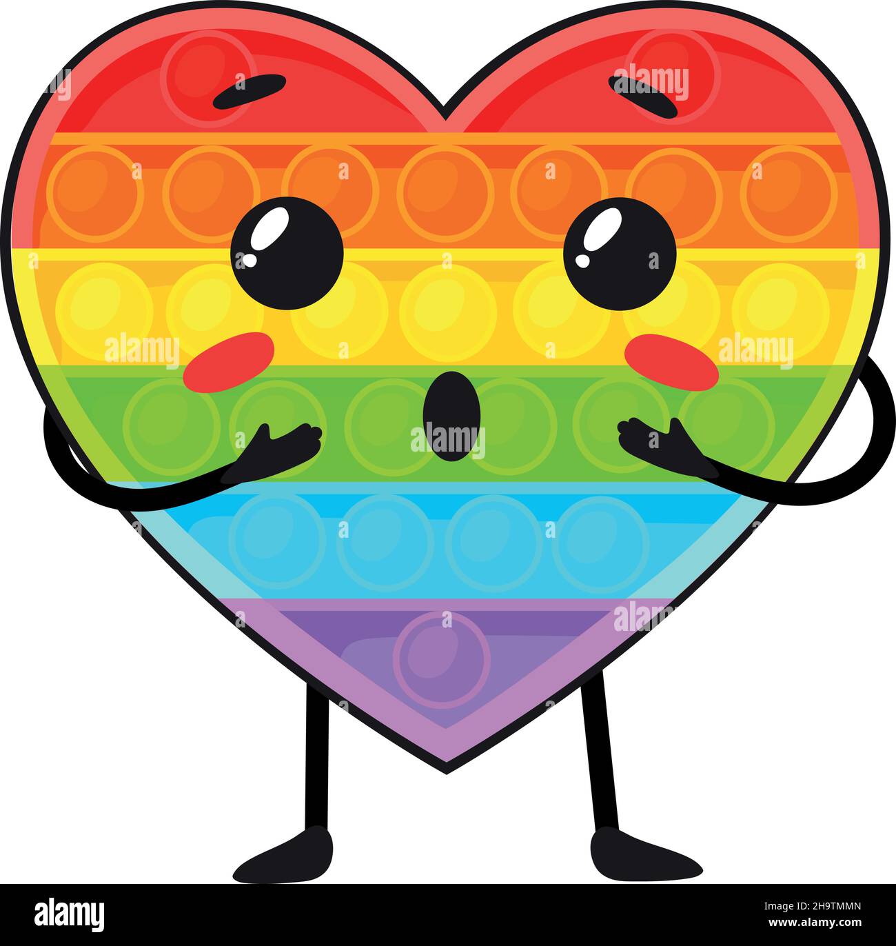 Surprised pop it. Doodle emotions personage in heart shape, vector ...