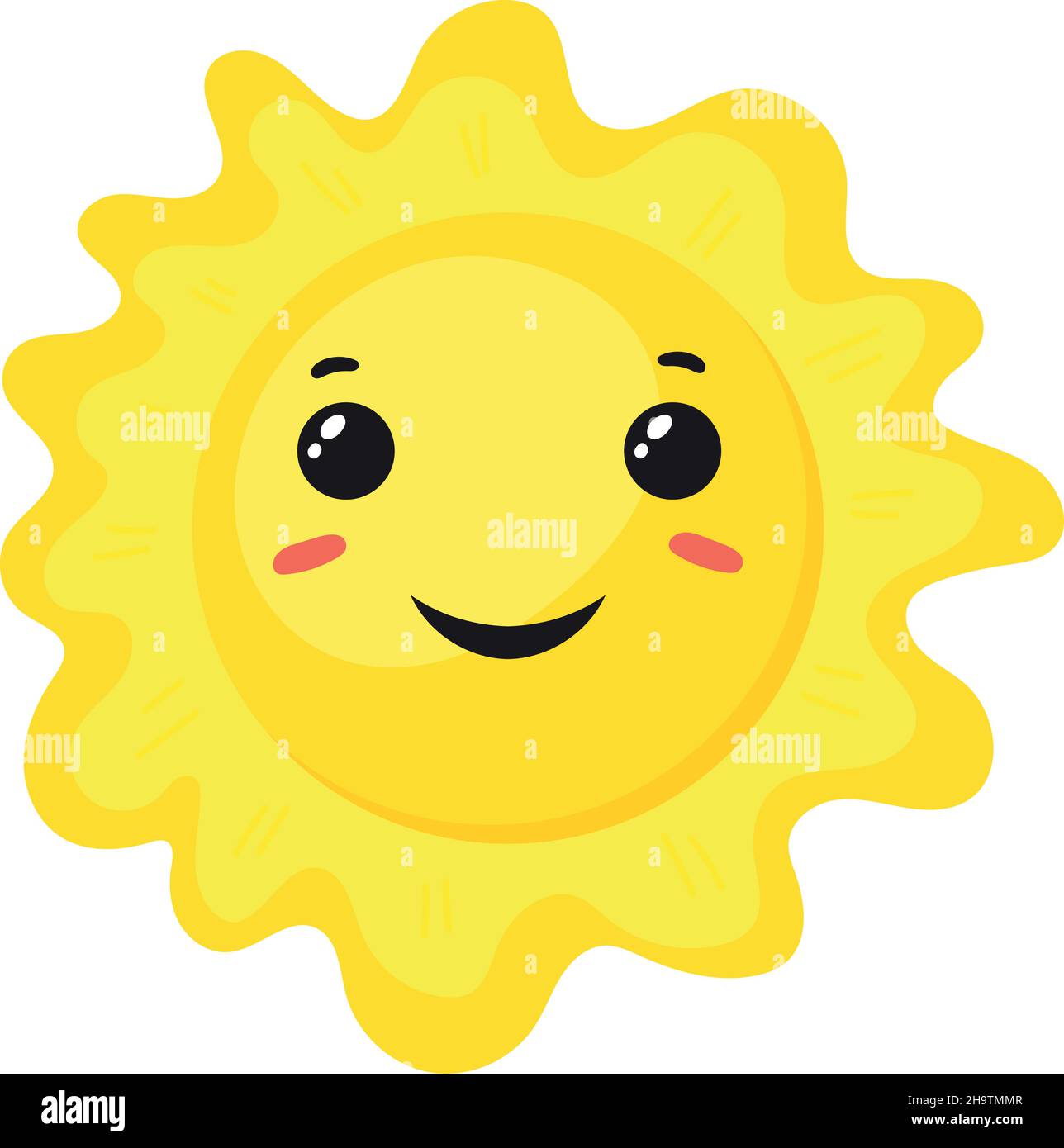 Sunshine emoji. Smiley kid character, flat icon vector design isolated ...