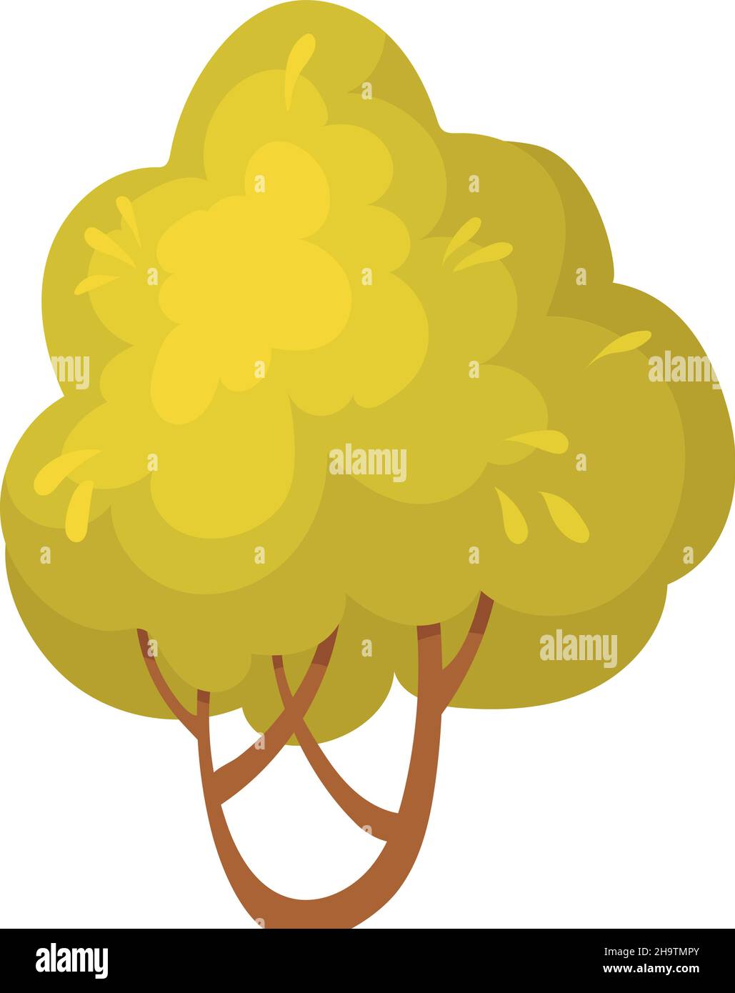 Thin autumn tree. Natural garden tree with texture leaves, vector ...