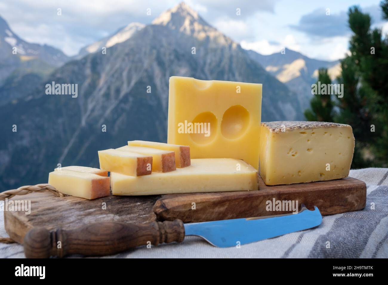 Cheese collection, French beaufort, abondance, emmental, tomme de ...