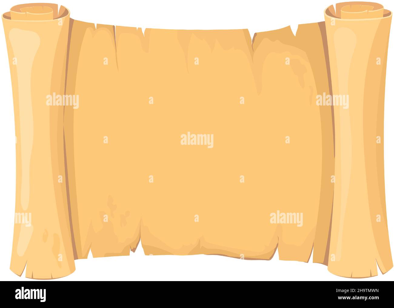 Tattered scroll. Rolled document for letter manuscript, cartoon vector ...