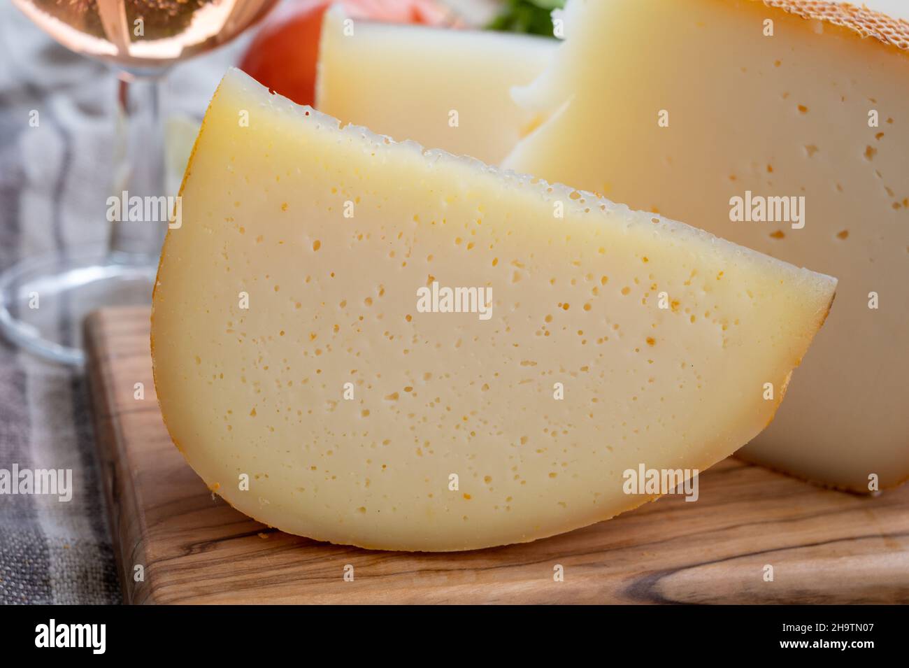 Cheese collection, French fol epi cheese with many little holes, etorki ...