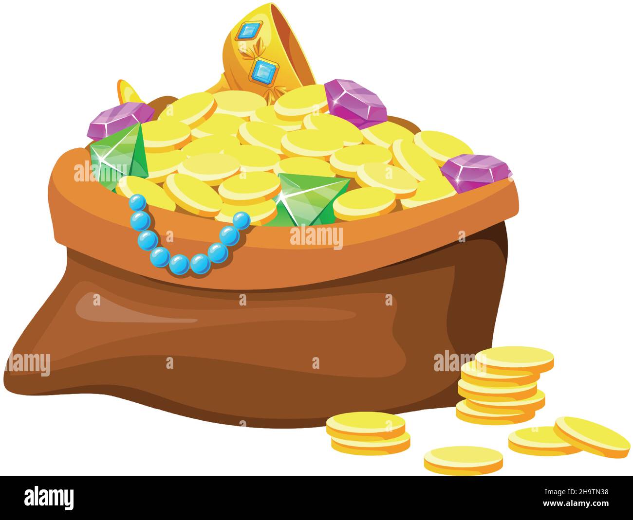 Treasures sack. Bag with Diamond royal gems, riched symbols for games ...