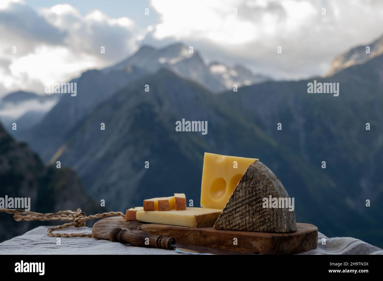 Cheese collection, French beaufort, abondance, emmental, tomme de ...