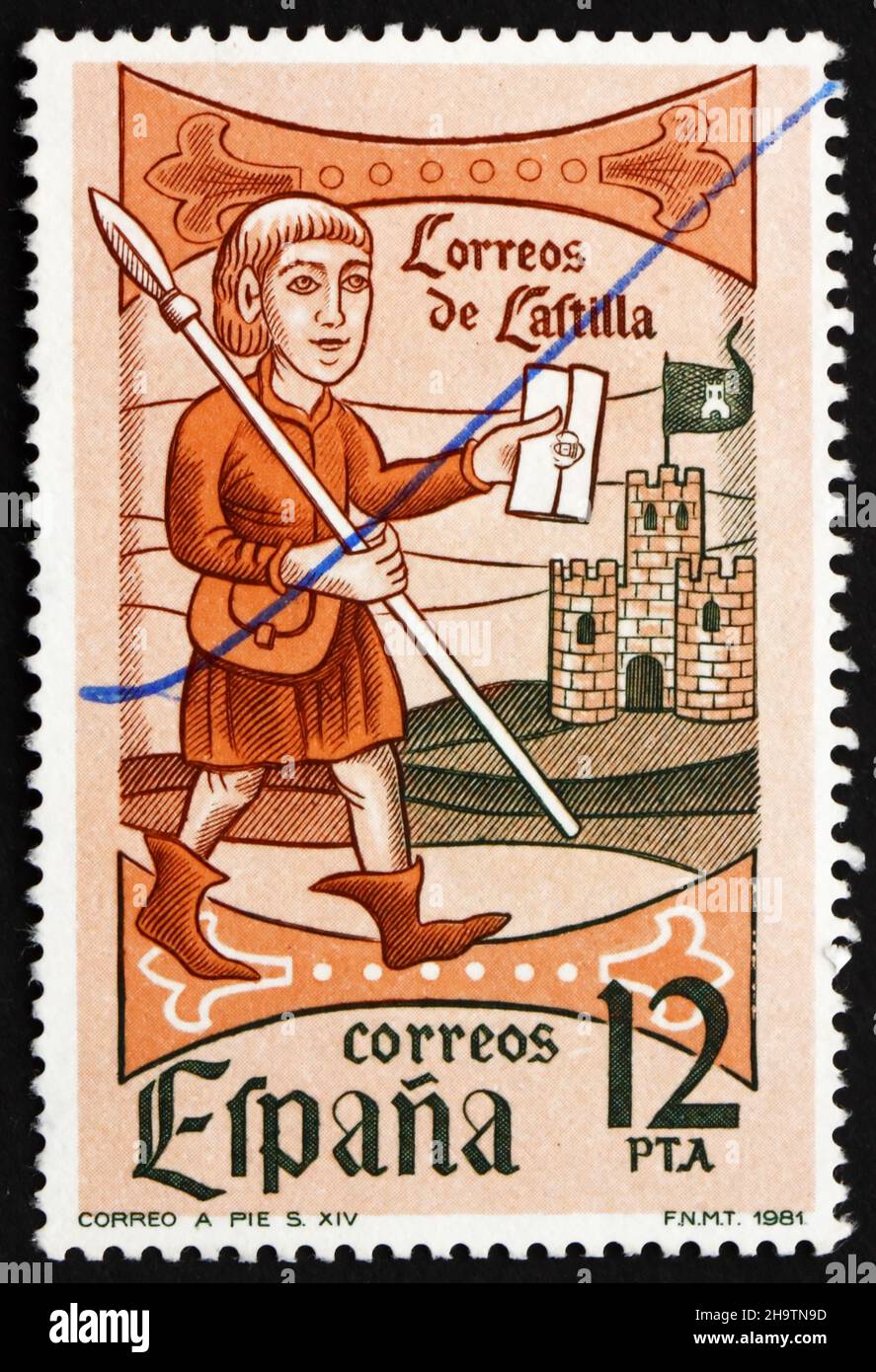 SPAIN - CIRCA 1981: a stamp printed in the Spain shows Mail Messenger ...