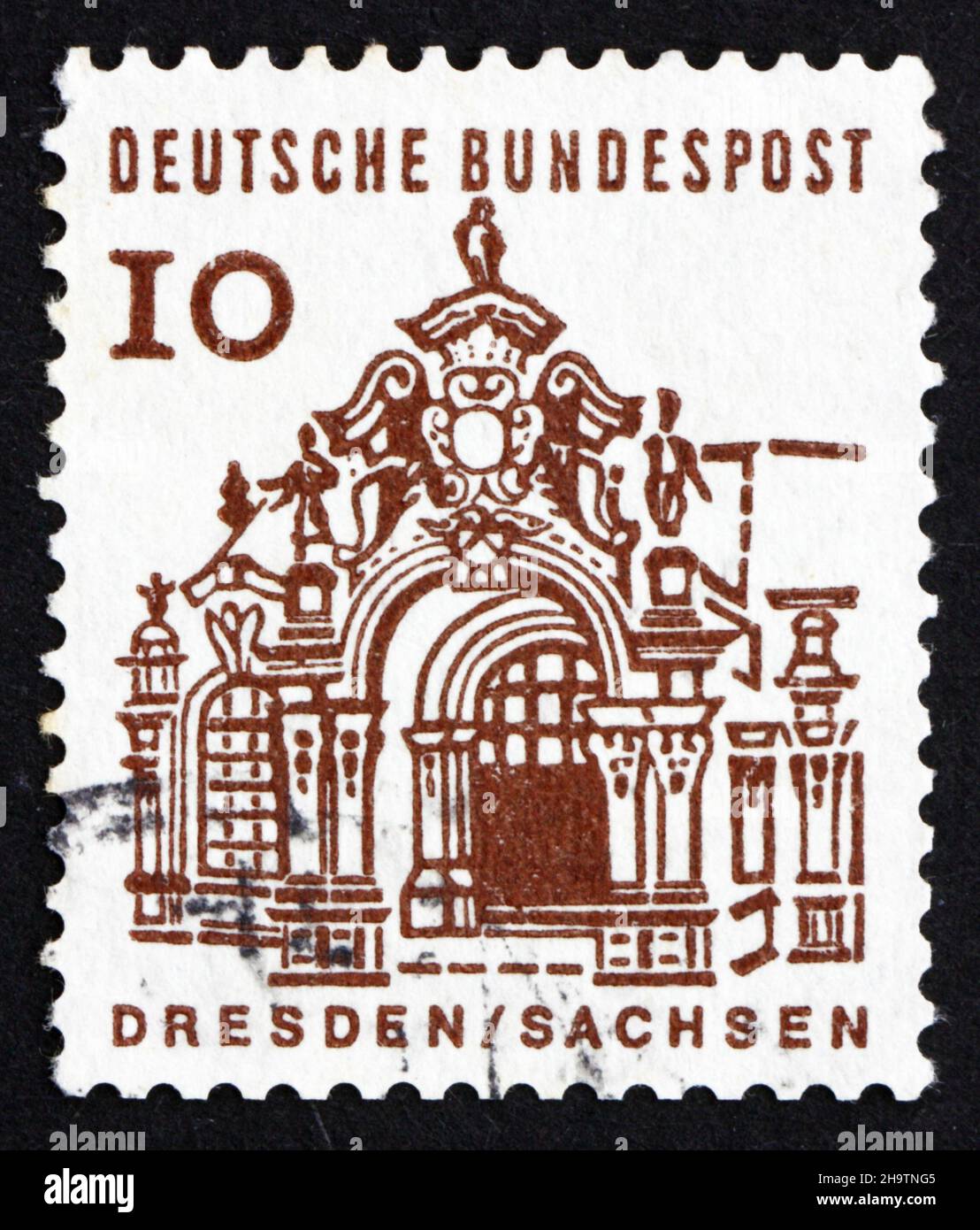 GERMANY - CIRCA 1965: a stamp printed in the Germany shows Wall ...