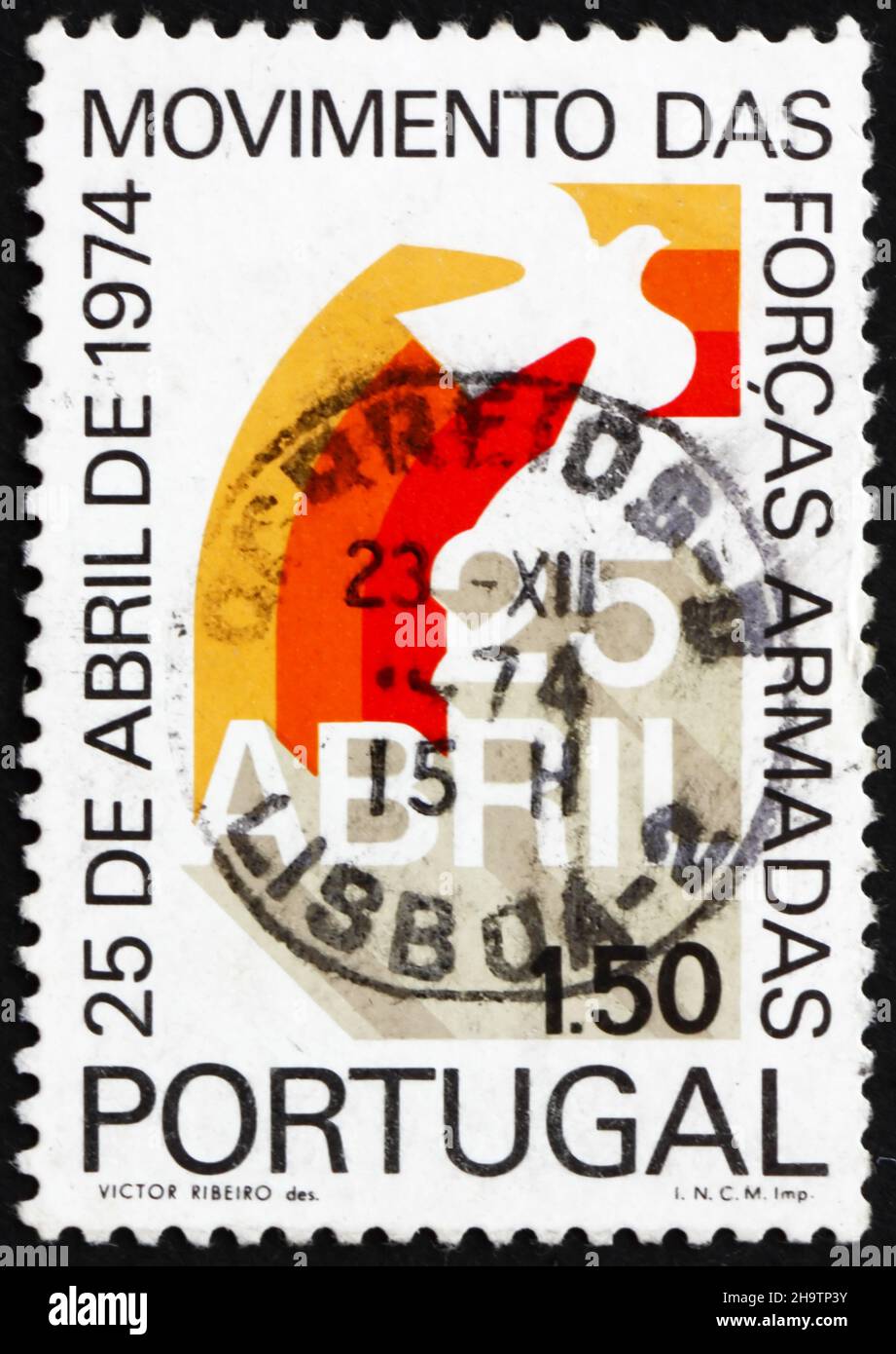 PORTUGAL - CIRCA 1974: a stamp printed in the Portugal shows Rainbow ...