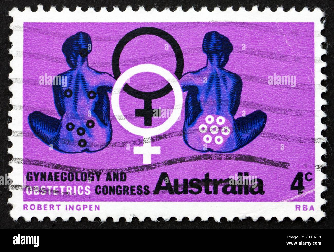 AUSTRALIA - CIRCA 1967: a stamp printed in the Australia shows Seated ...