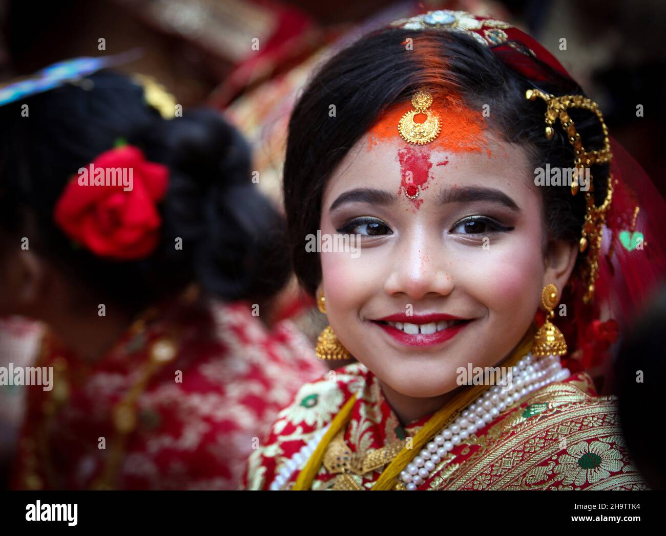 Lalitpur, Bagmati, Nepal. 8th Dec, 2021. A small girl from Newar ...