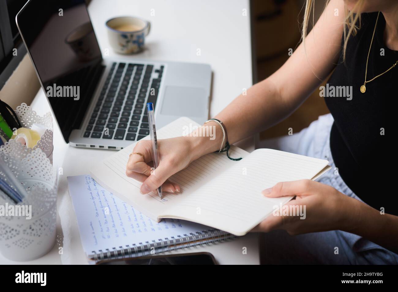 Hands laptop writing hi-res stock photography and images - Alamy
