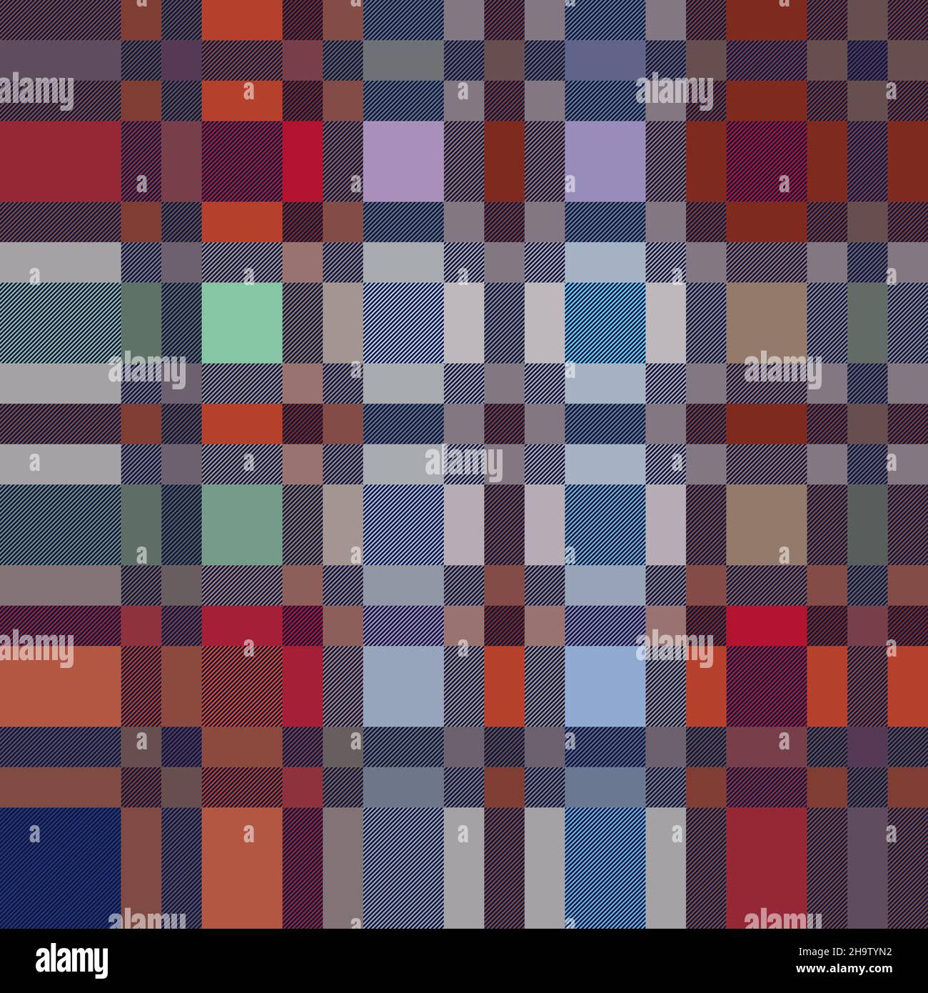 Rectangular seamless vector pattern as a tartan plaid mainly in blue ...