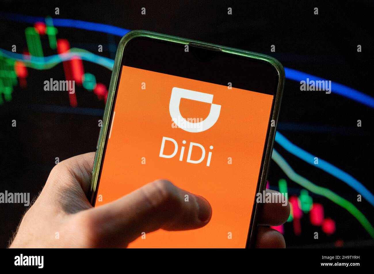 In this photo illustration the Chinese ride-sharing company, Didi logo ...