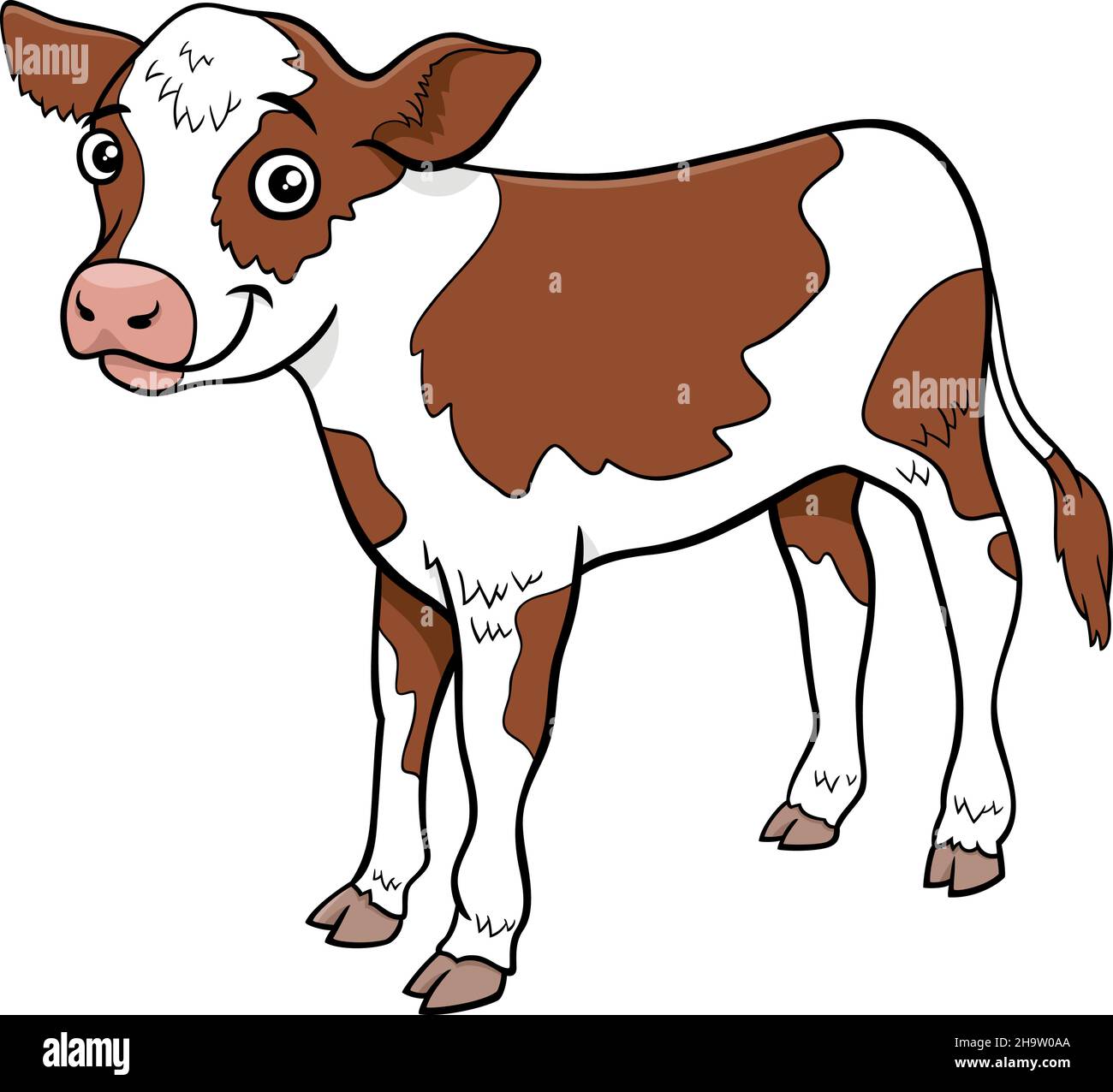 Cartoon illustration of calf farm animal comic character Stock Vector ...