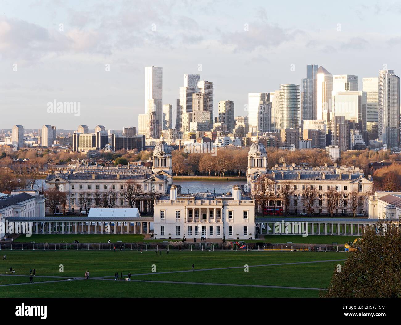 View from the hill in Greenwich Park towards Queens House and the ...