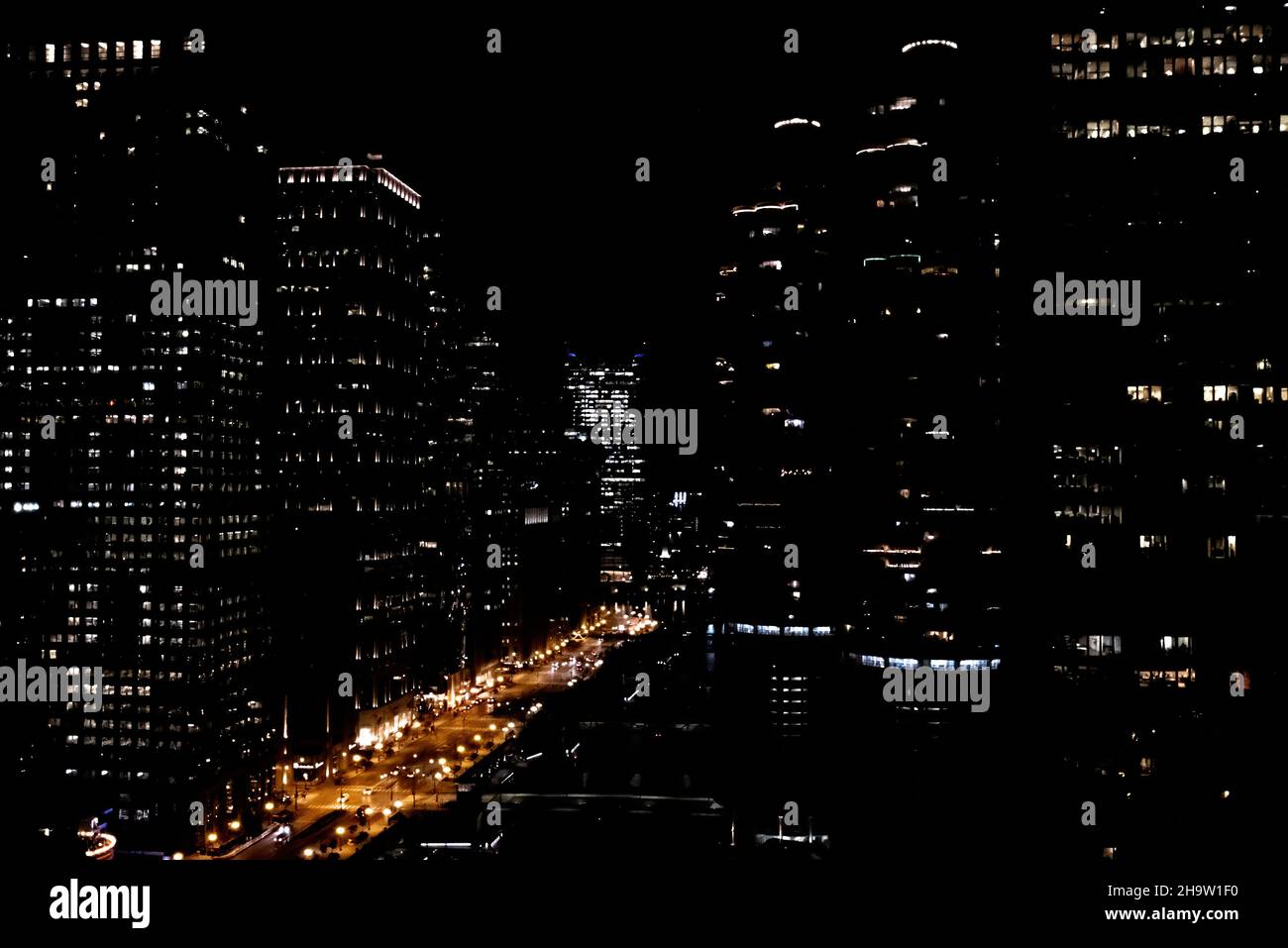 Night time street lights in Chicago Stock Photo - Alamy