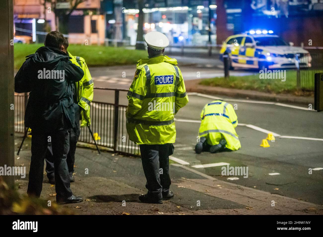 Forensic collision investigators on the scene of a serious crash in ...