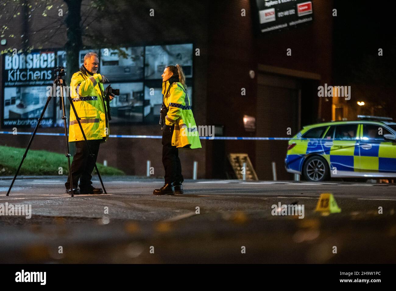 Forensic collision investigators on the scene of a serious crash in ...