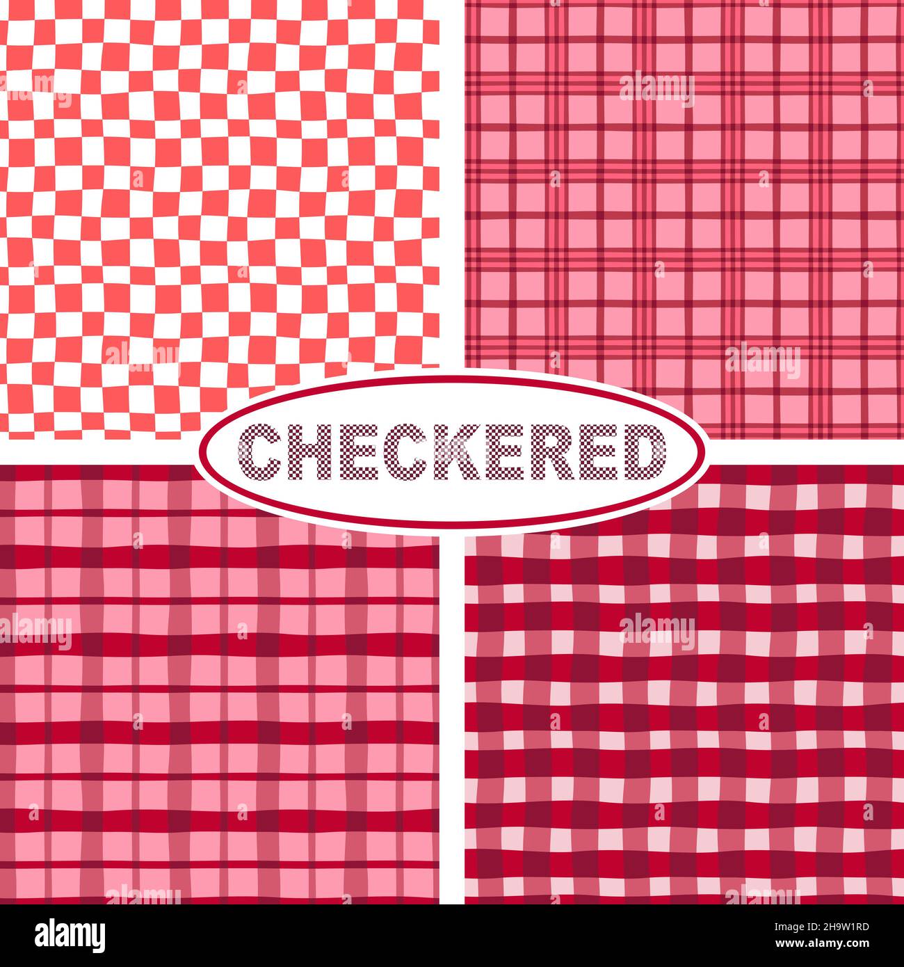 Gen Z trendy checkered set of 4 surface patterns for Valentine’s Day ...