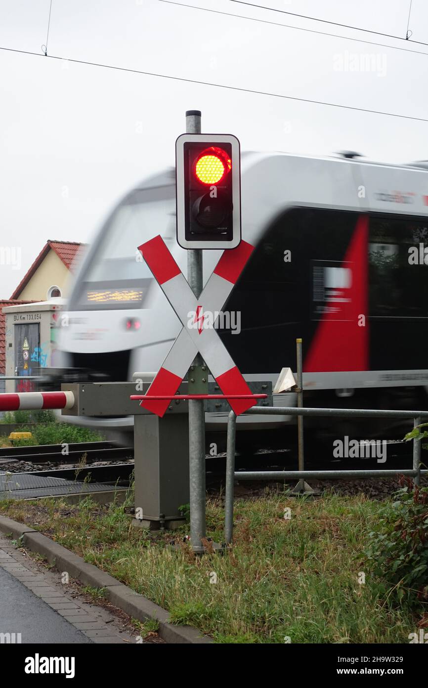 German railroad crossing sign hi-res stock photography and images - Alamy