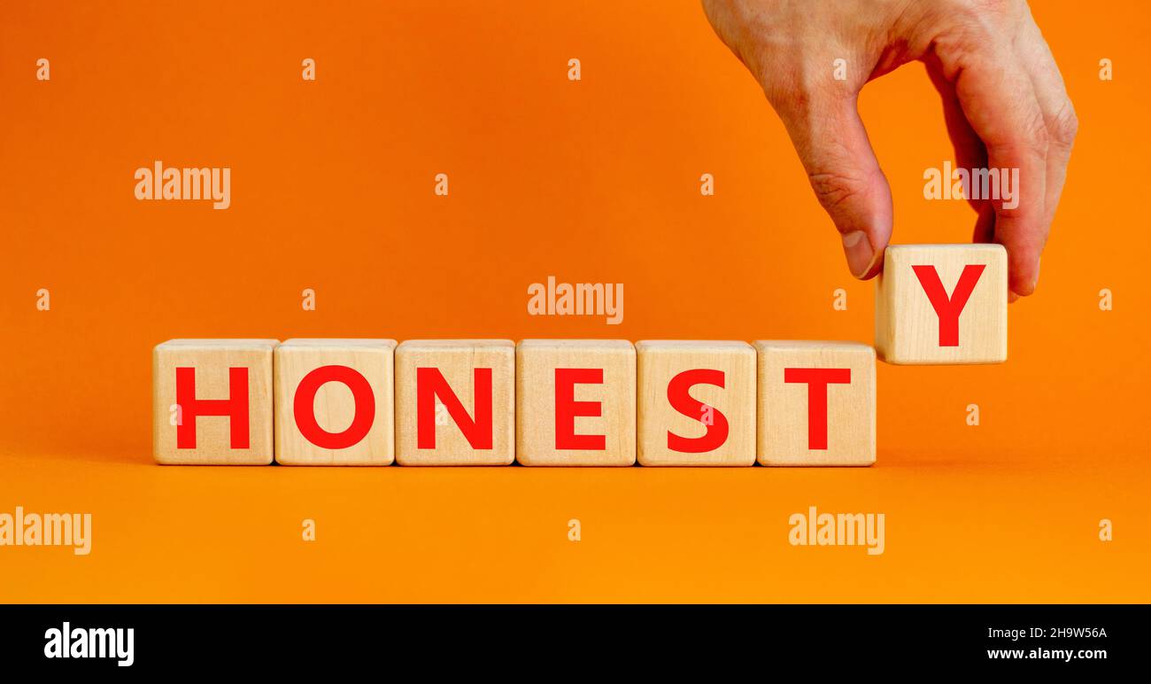 Honesty symbol. The concept word Honesty on wooden cubes. Beautiful ...