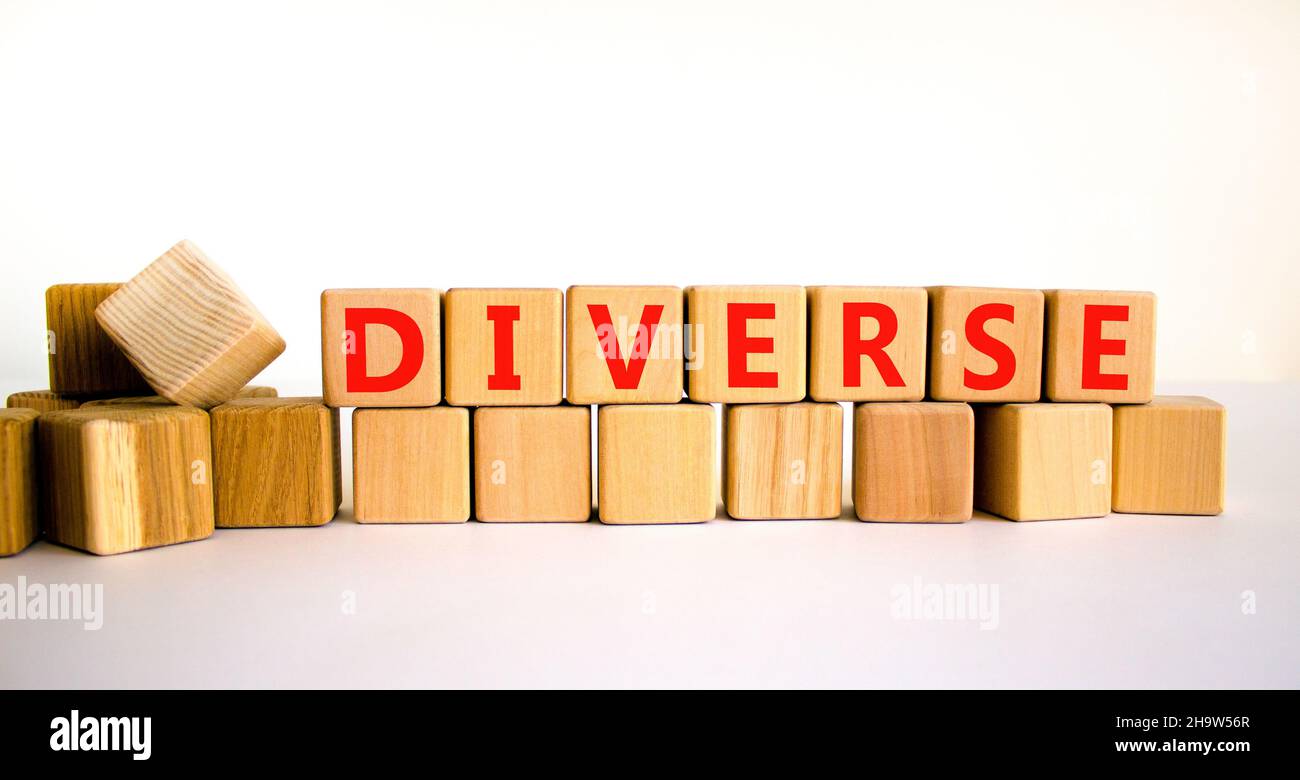 Diverse and diversity symbol. The concept word Diverse on wooden cubes ...
