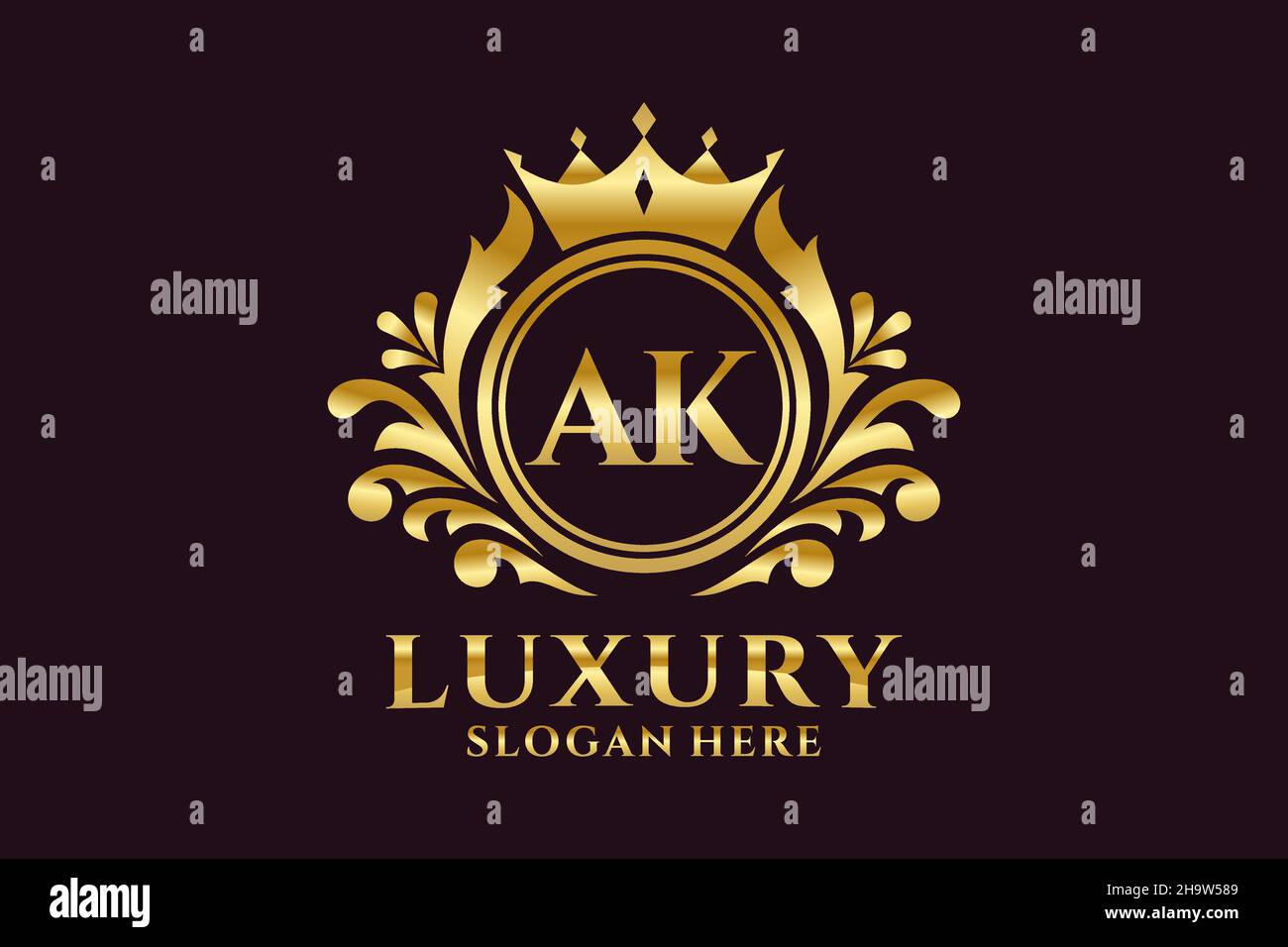 AK Letter Royal Luxury Logo template in vector art for luxurious ...