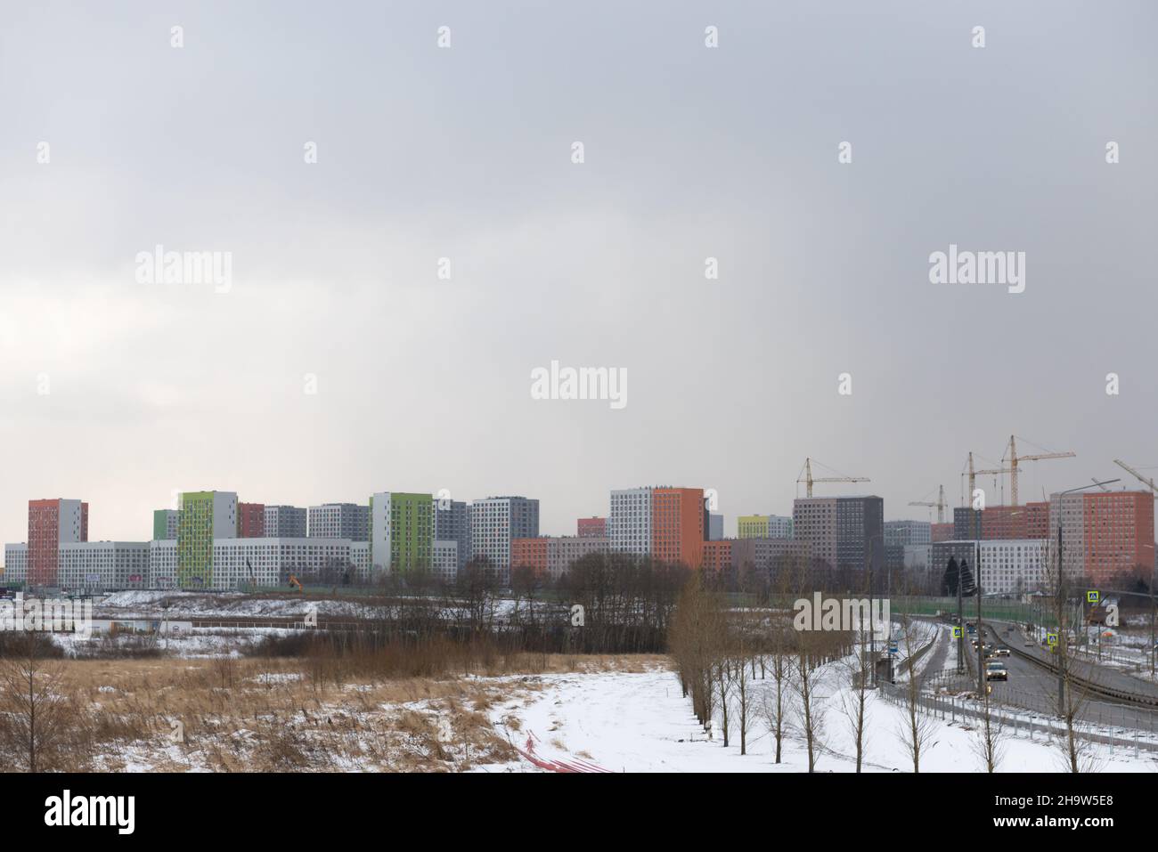 Construction of a huge new district in Moscow. The same type of multi ...