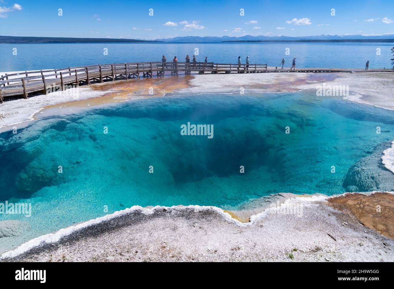 Wyoming, USA - June 28, 2021: Abyss Pool in the West Thumb Geyser Basin ...