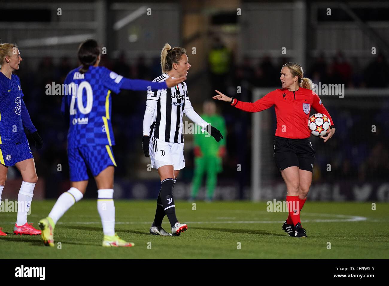 Chelsea's Sam Kerr (20) prior to being booked by the referee, Sara ...