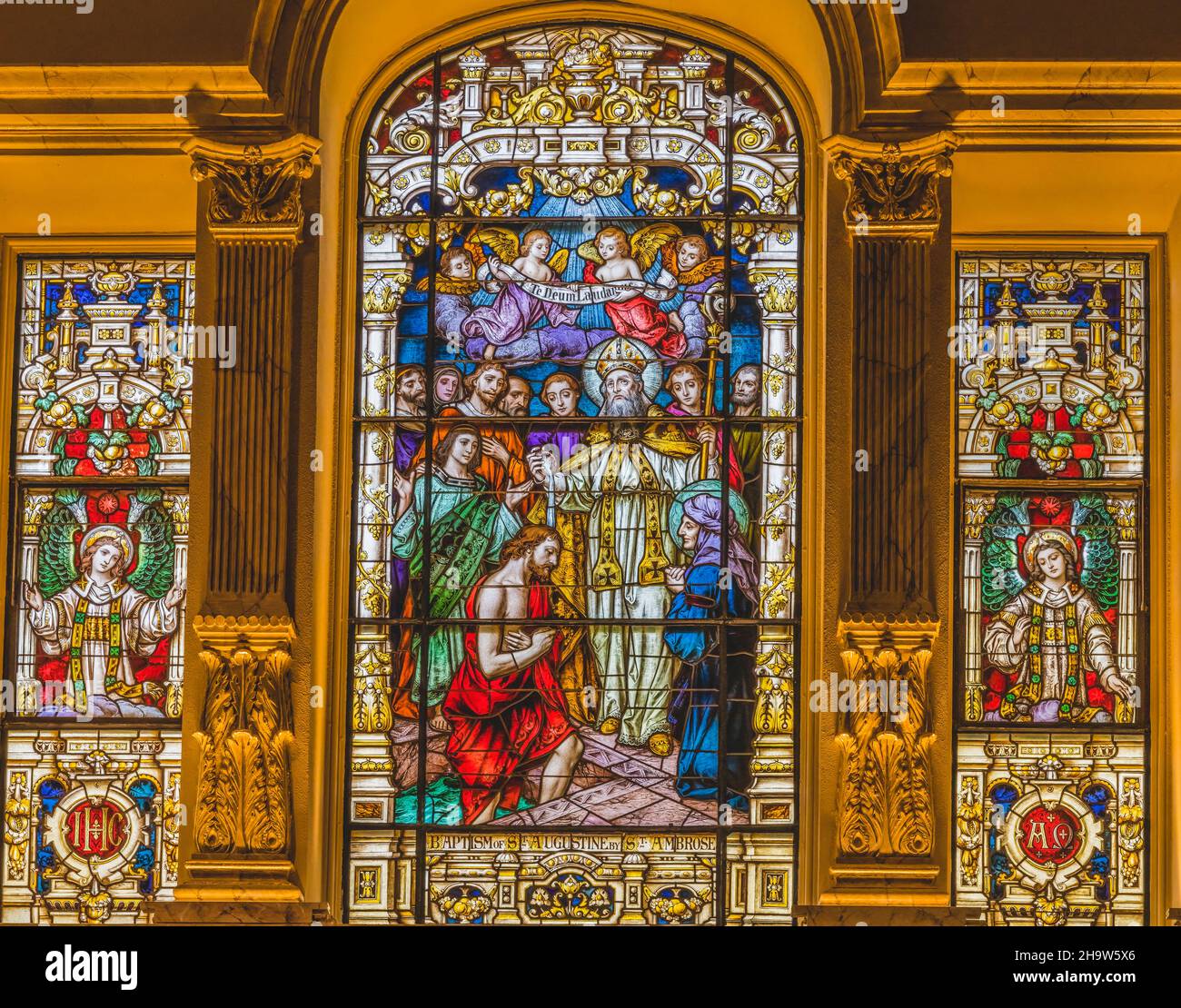 Saint Augustine Baptism Angels Saint Ambrose Stained Glass Cathedral of ...