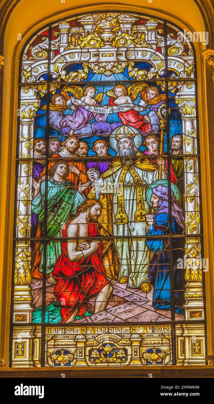 Saint Augustine Baptism Angels Saint Ambrose Stained Glass Cathedral of ...