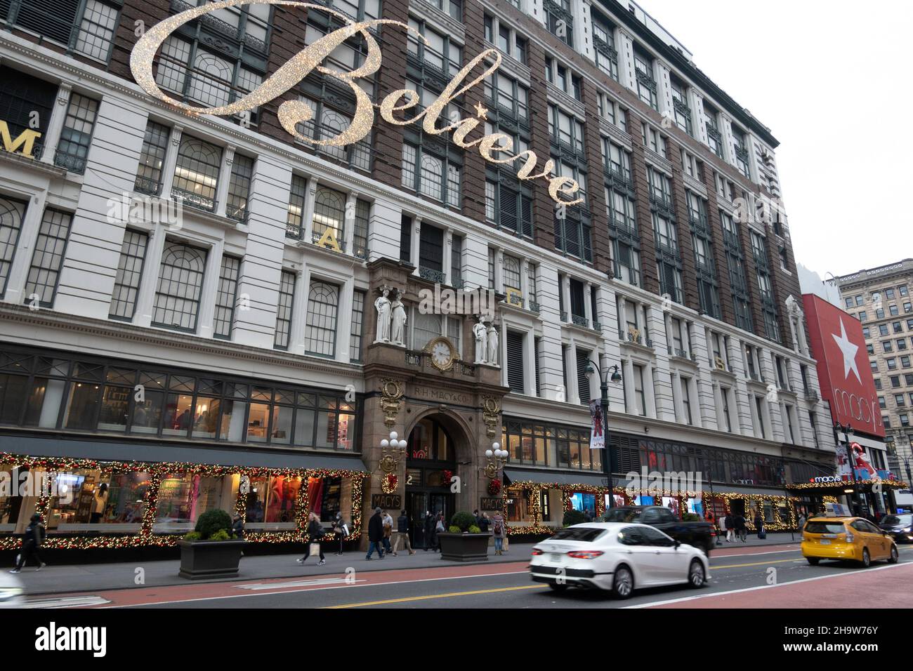The exterior of Macy's flagship store in Herald Square is decorated for ...