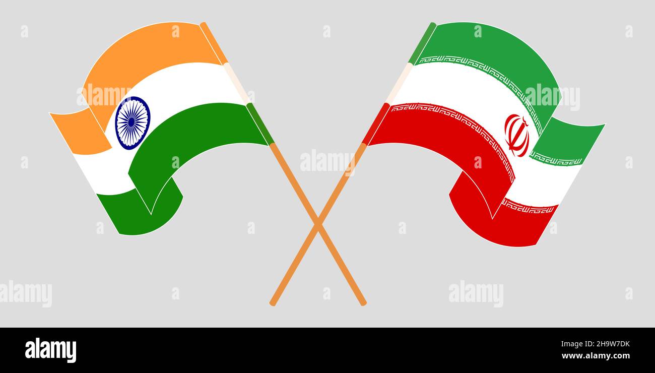 Crossed and waving flags of Iran and India. Vector illustration Stock ...