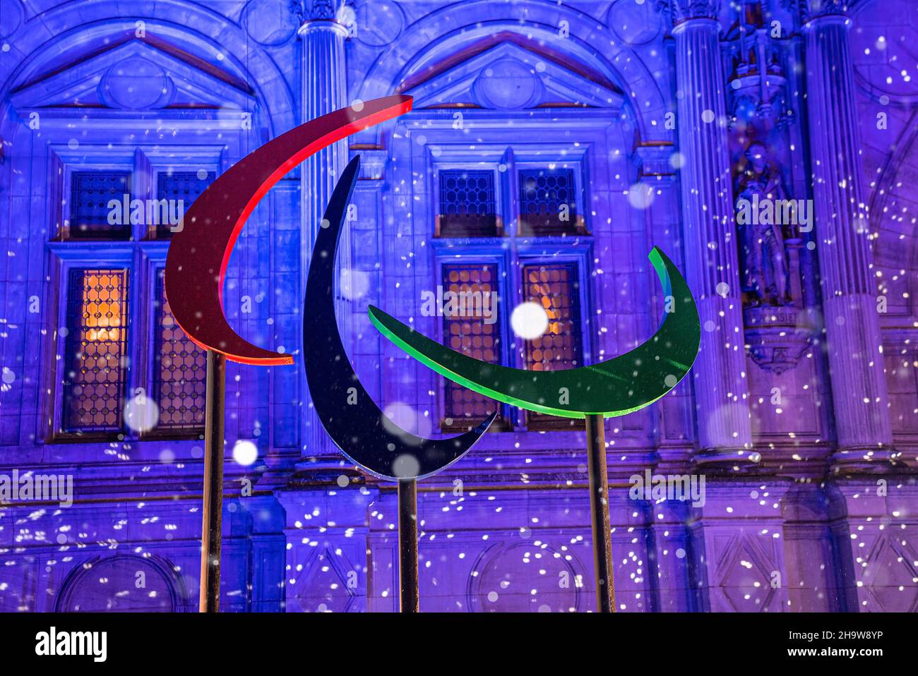 Olympic sign in Paris. Getting ready for the Olympic Games 2024 Stock ...