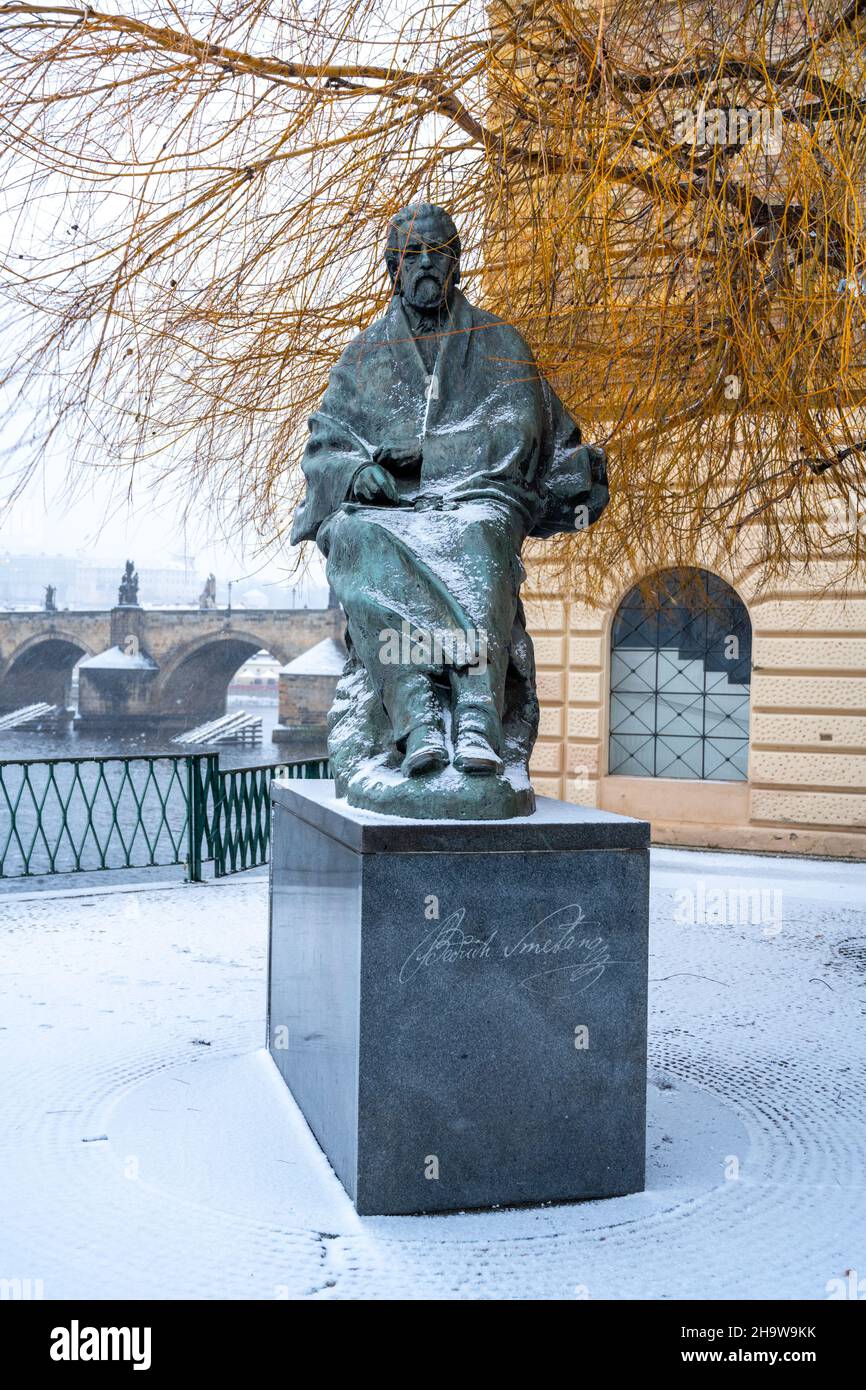 Statue of Bedrich Smetana in winter Prague Stock Photo - Alamy